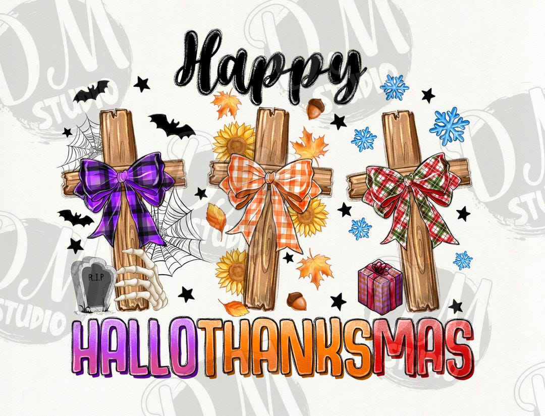 Hallothanksmas Cross Coquette Bow Png, Happy Hallothanksmas Png ...