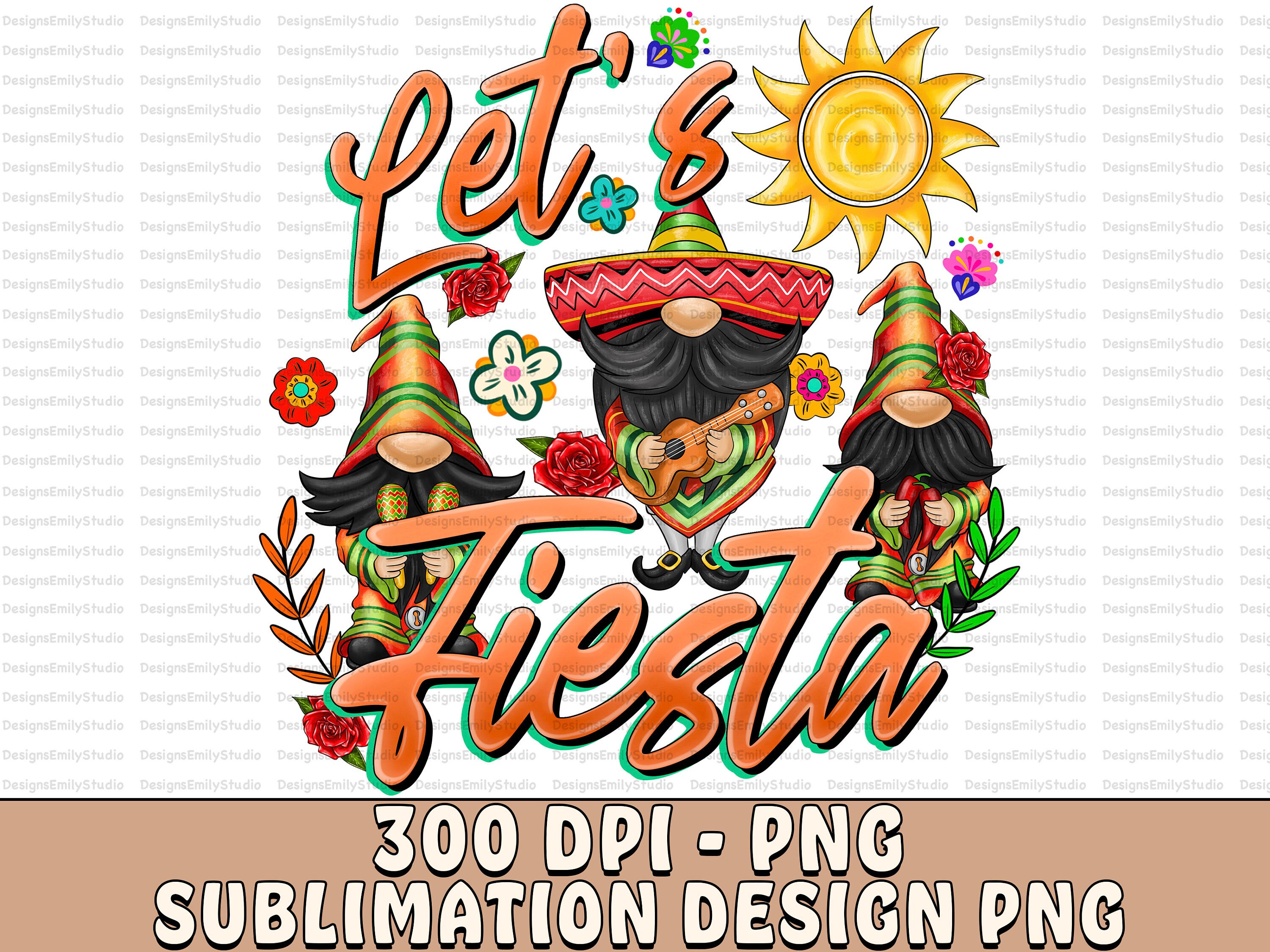 Let's Fiesta Gnome Png, Sublimation Design Download, Cinco De Mayo ...