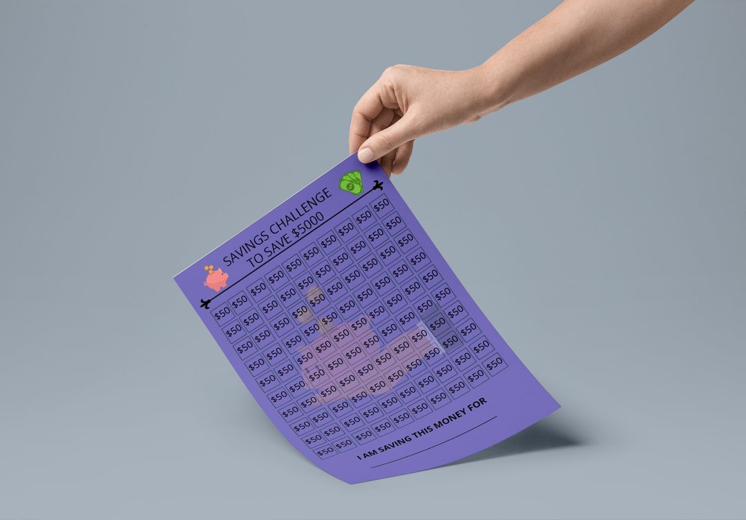 5k Money Savings Tracker / 5,000 Dollar Savings Tracker / 5 Thousand ...