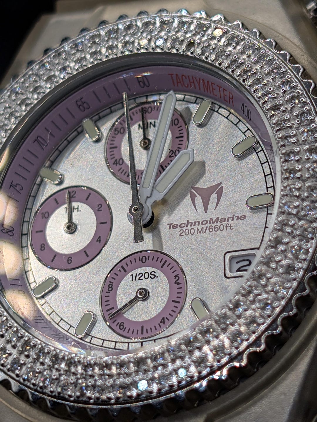 Technomarine Technodiamond Chronograph Diamond Watch | Pink & Clear ...