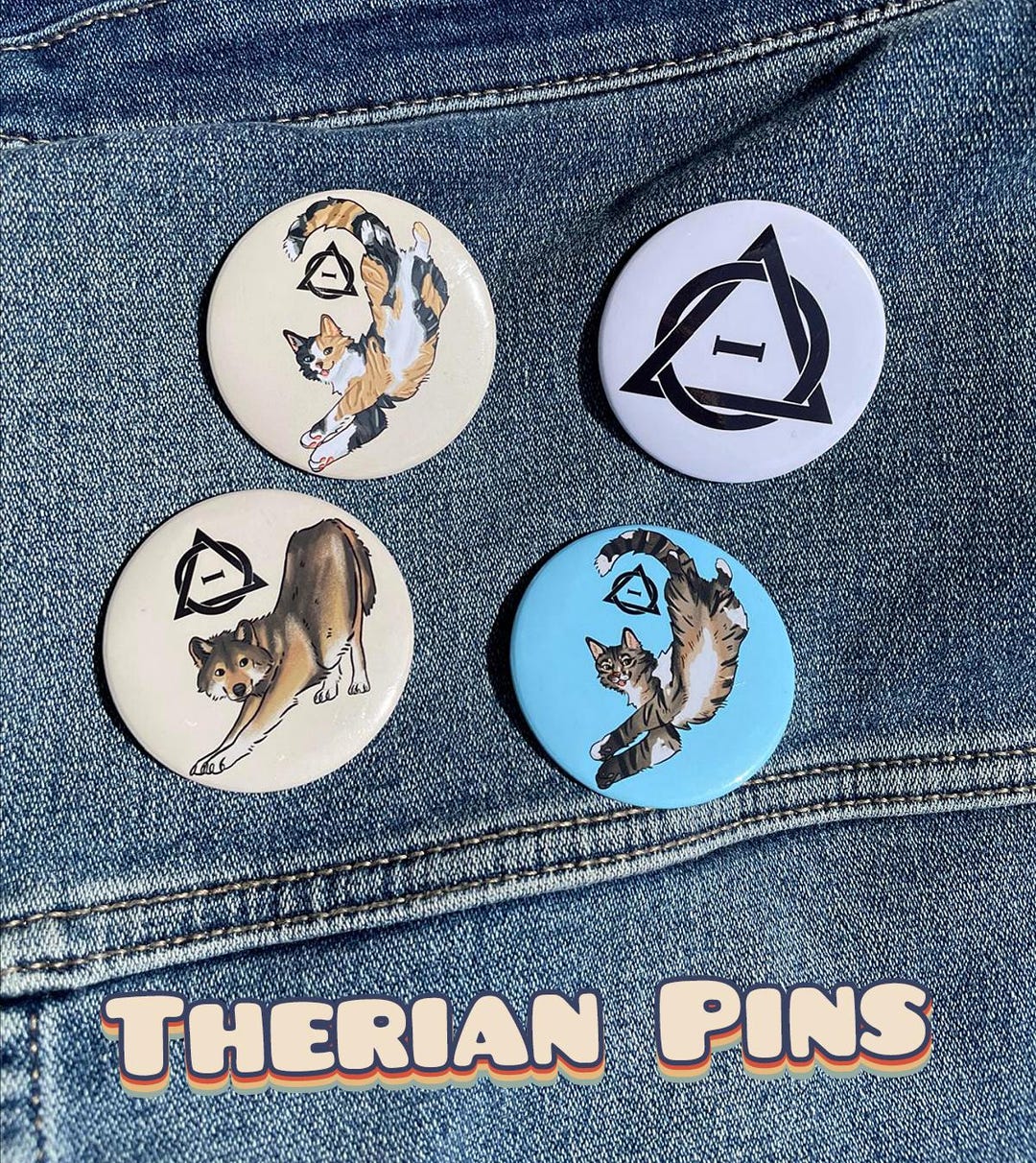 Therian Pins Wolf/cat/symbol - Etsy