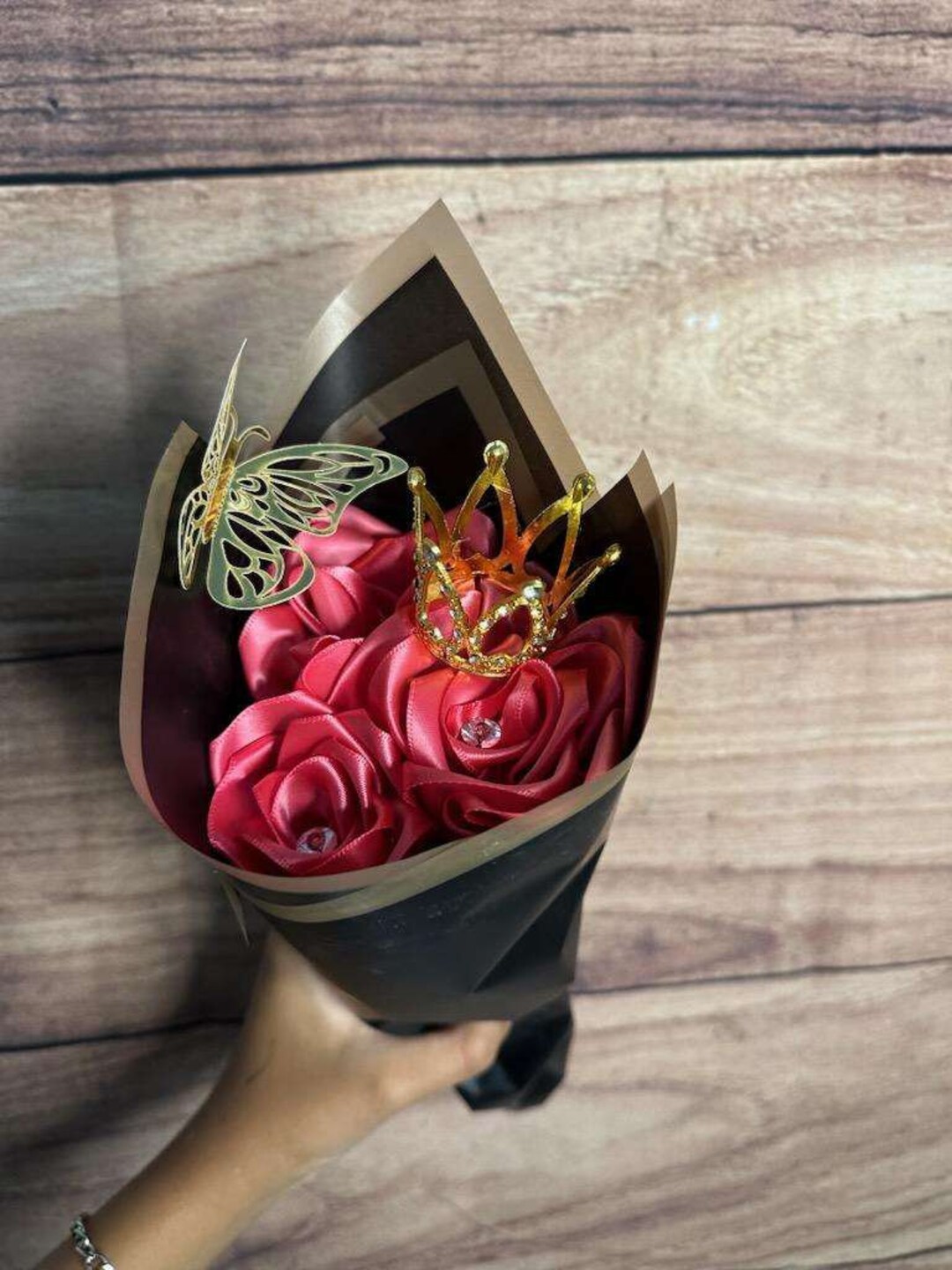 Pink Forever Ribbon Little Bouquet - Etsy