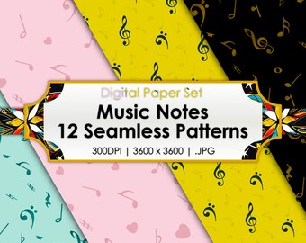 Rainbow and Pastel Music Notes Digital Printable Papers - Etsy Canada