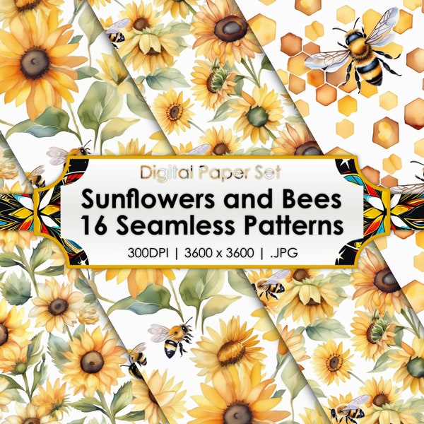 Bee Digital Paper - Etsy