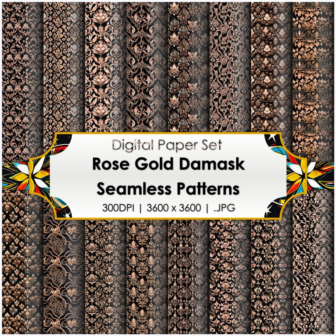 Rose Gold Damask Digital Paper Seamless Rose Gold Scrapbook - Etsy