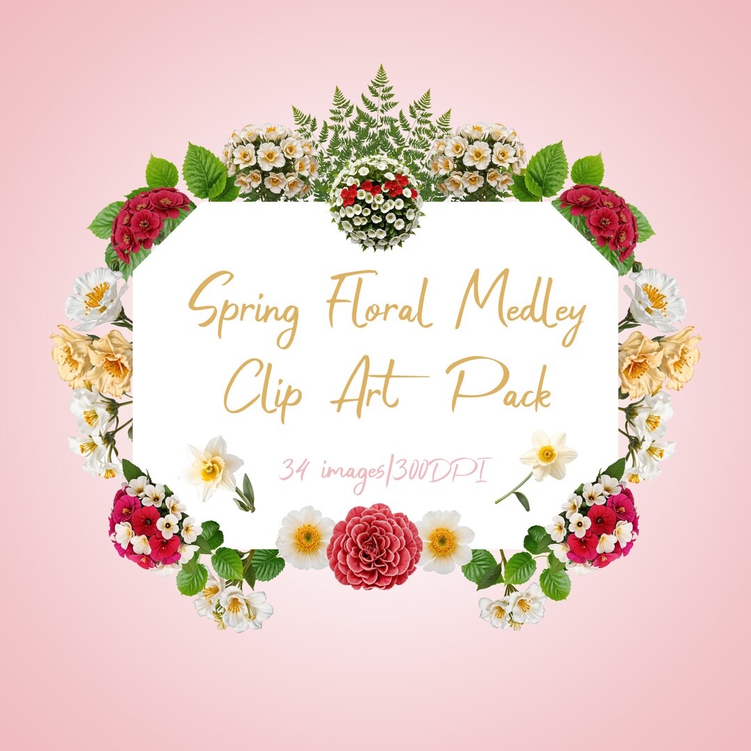 Colorful Spring Floral Clip Art Bundle 34 Images With Transparent ...