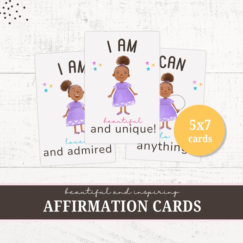 Positive Affirmations Cards Printable for Black Kids & Toddlers Kids ...