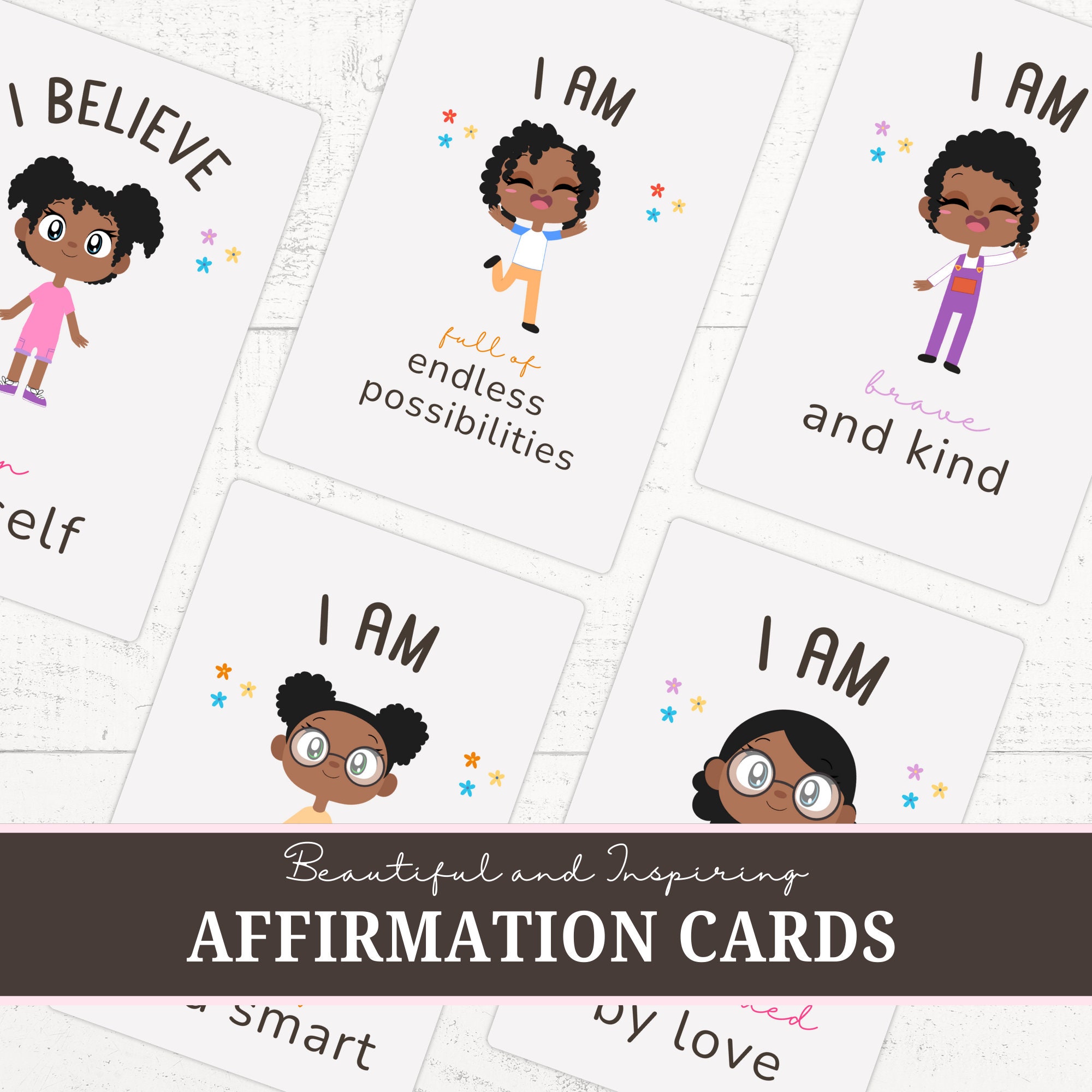 Positive Affirmations Cards Printable for Black Kids & Toddlers Kids ...