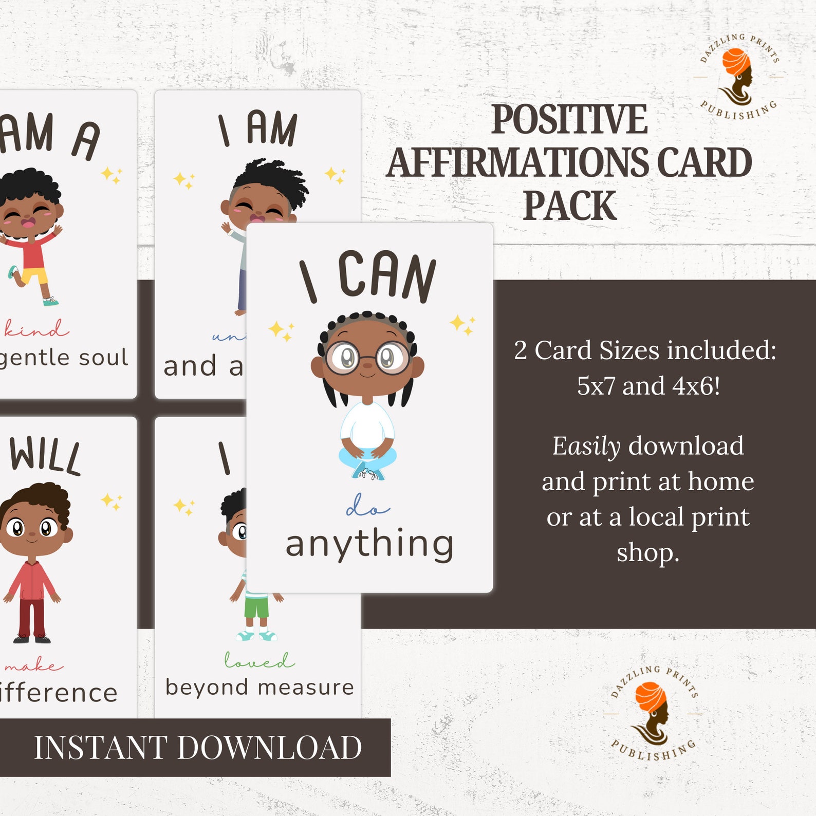 Positive Affirmations Cards Printable for Black Kids & Toddlers | Kids ...