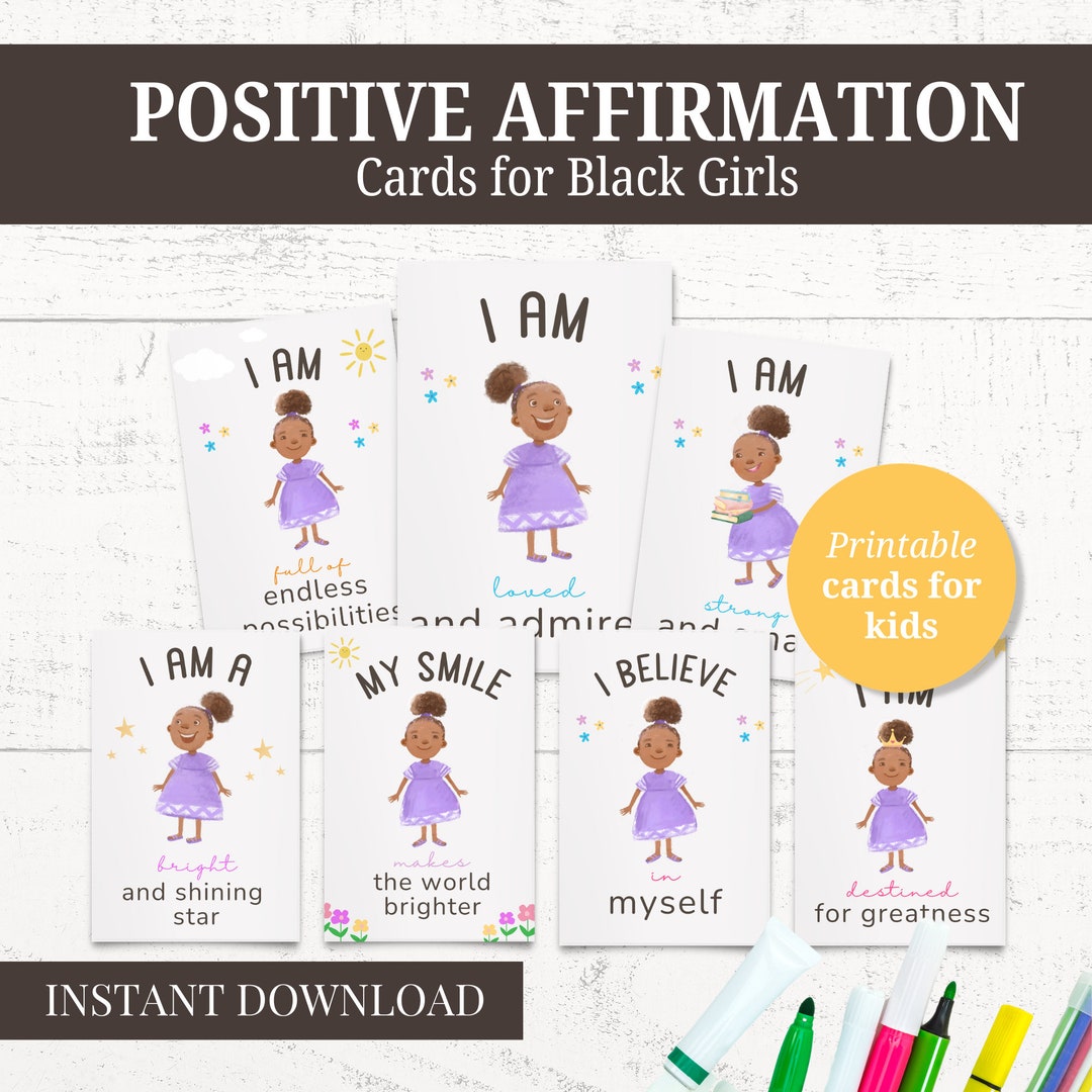 Positive Affirmations Cards Printable for Black Kids & Toddlers | Kids ...