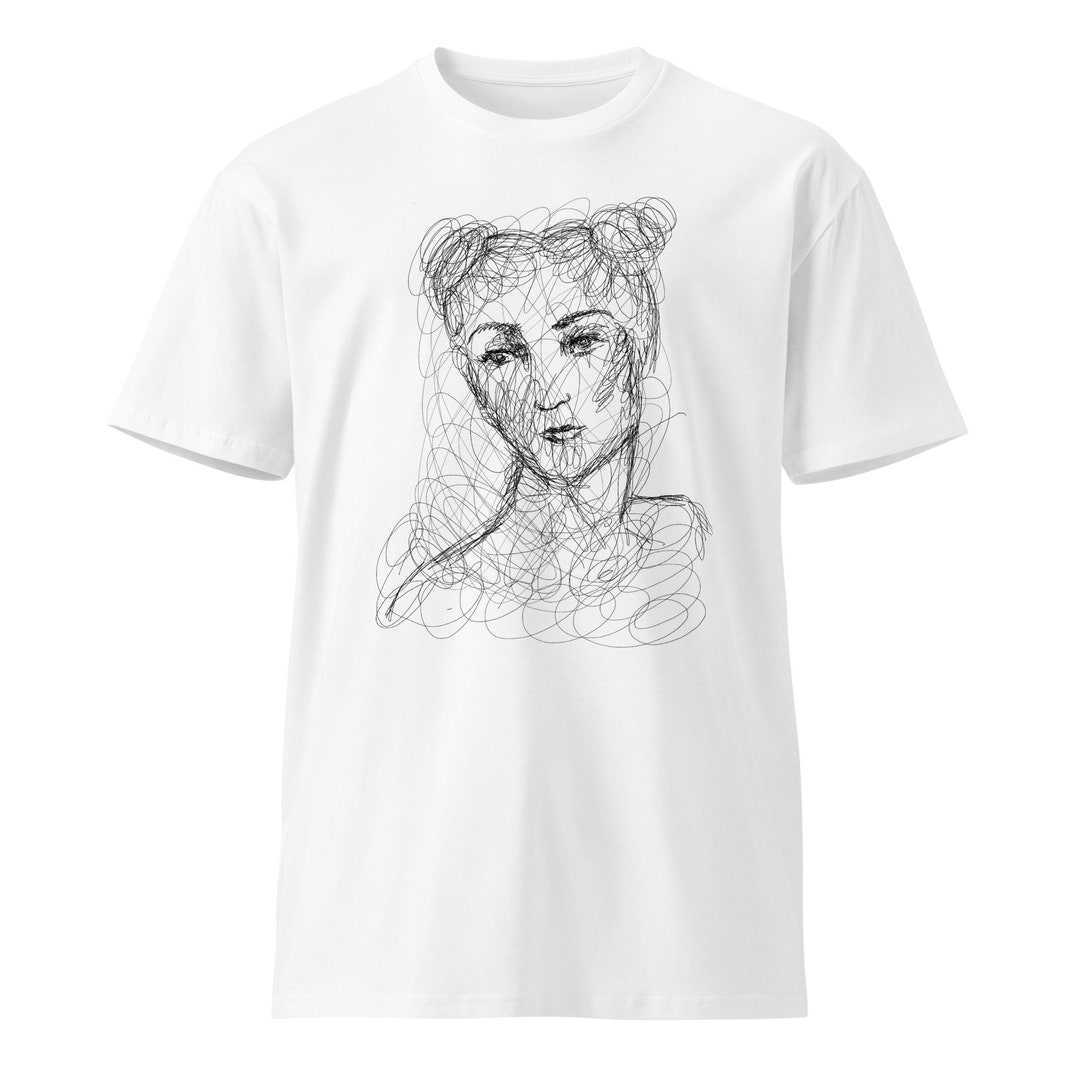Sad Girl Line Art on T-shirt One Line for Women - Etsy