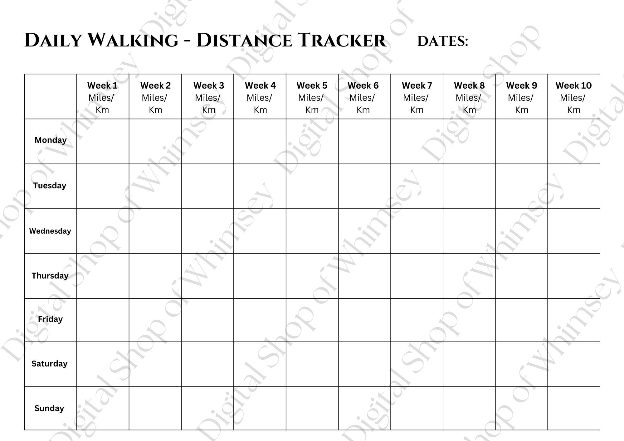 Weekly Walking Tracker Printable | Fitness & Wellness (instant Download ...
