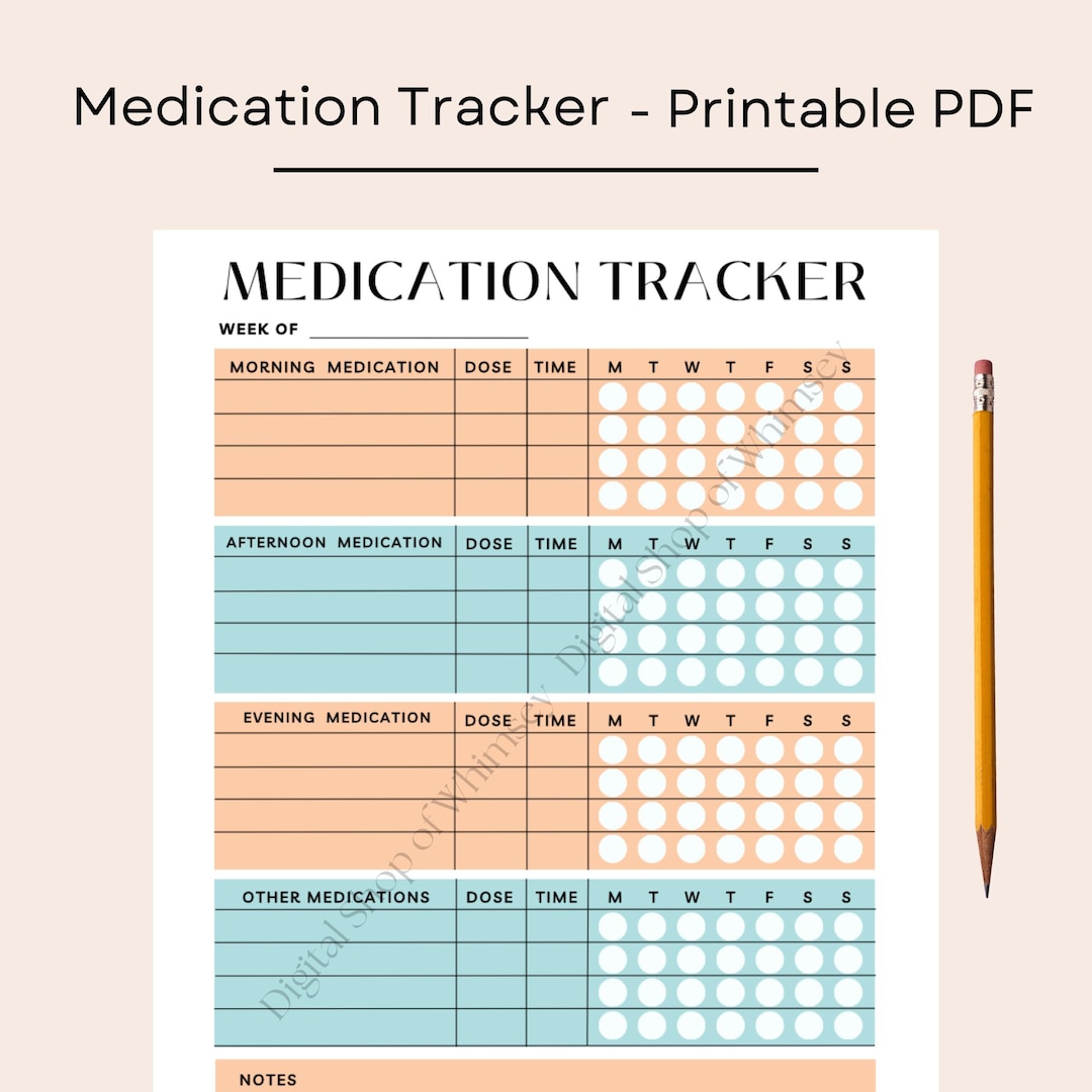 Medication Tracking Sheet, Medication Log, Daily Medication Tracking ...