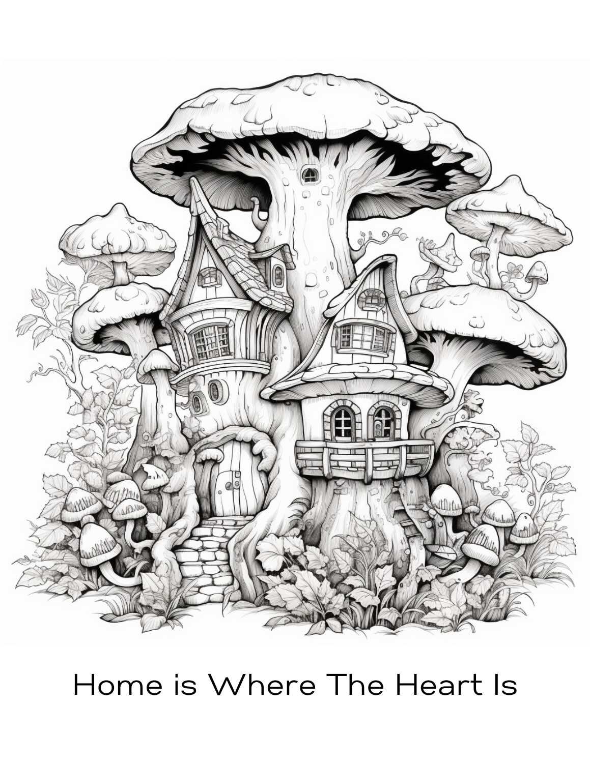 22 Fantasy Forest Homes Coloring Book, Tree House, Fairy Home, Forest ...