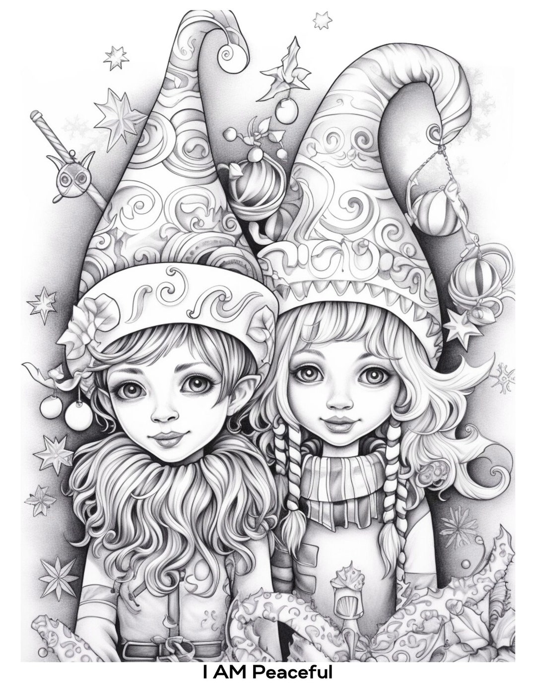 Christmas Elves Coloring Page, Coloring, Elves, Single Page Coloring ...