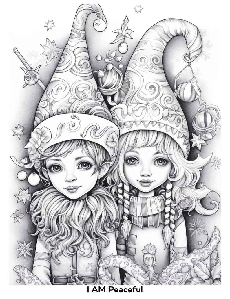 Christmas Elves Coloring Page, Coloring, Elves, Single Page Coloring ...