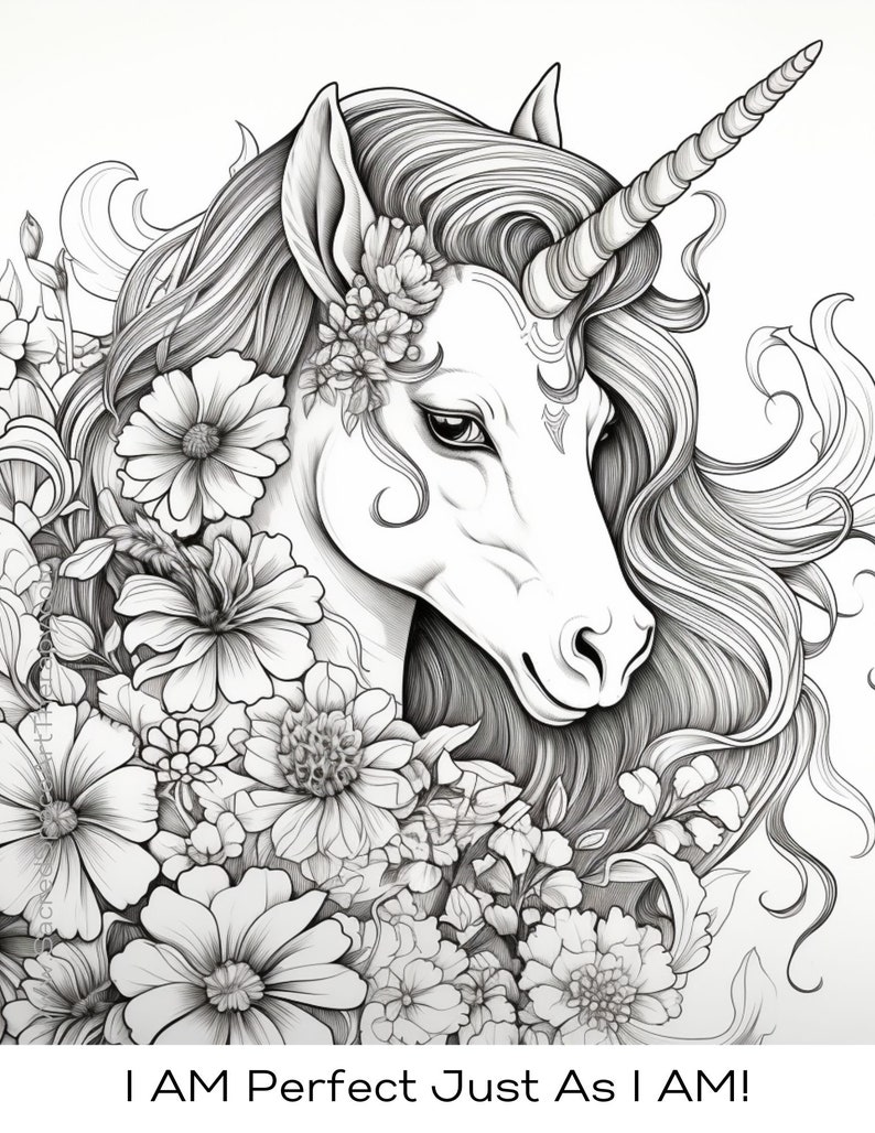 Magical Unicorn Coloring Book, Adult Coloring Book, Unicorns, - Etsy