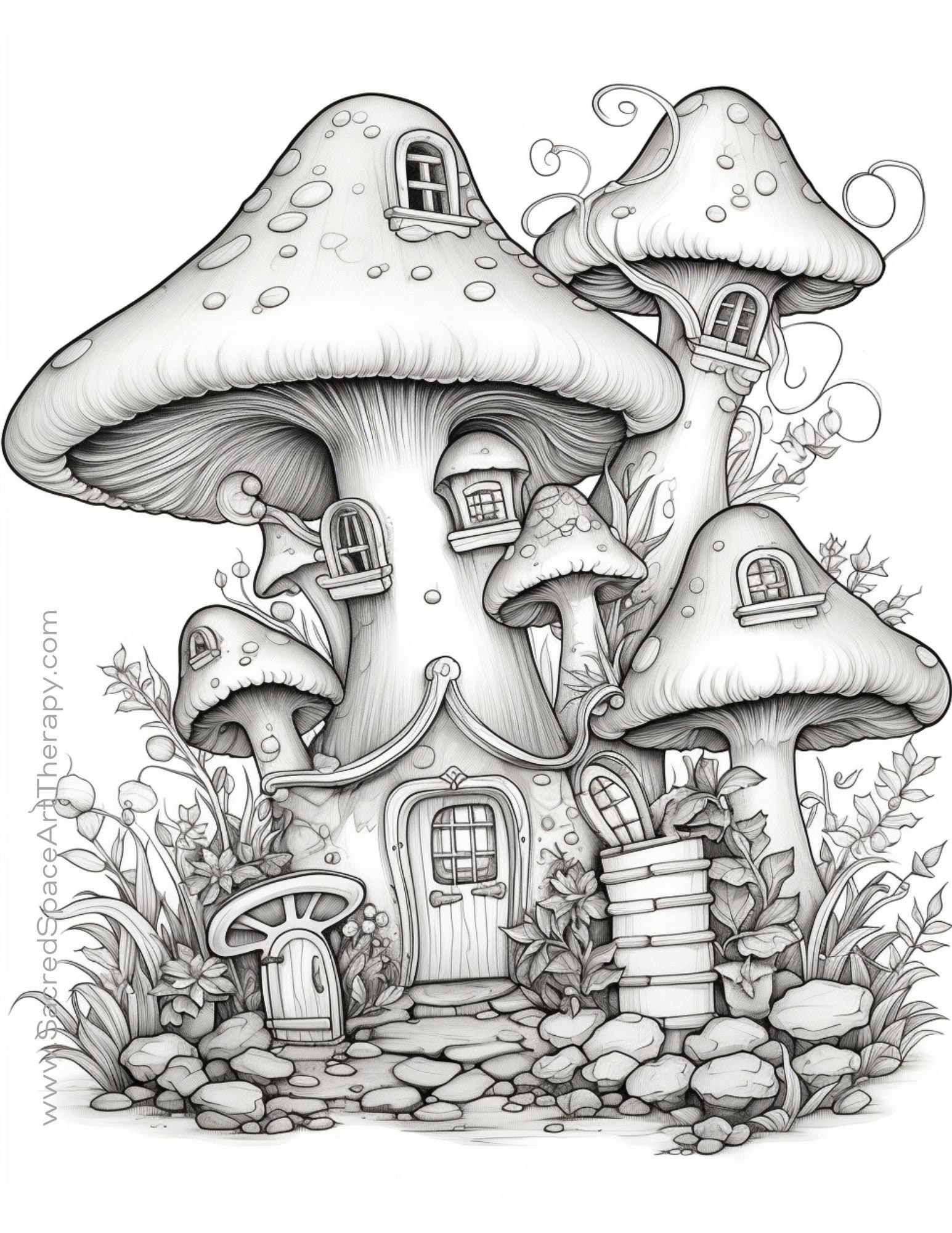 Fairy Mushroom Home Coloring Page, Mushroom Homes, Fairy Gifts, Fairy ...