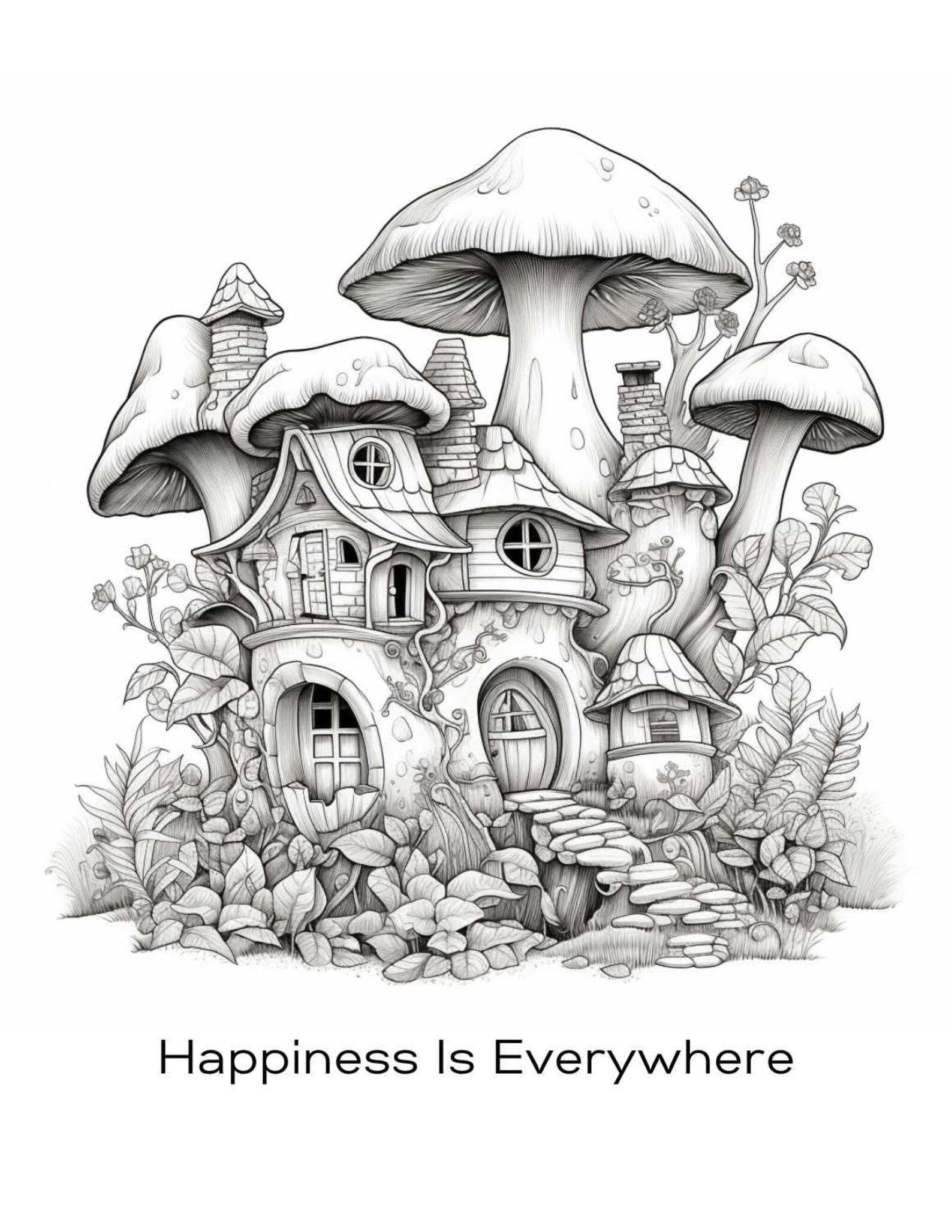 22 Fantasy Forest Homes Coloring Book, Tree House, Fairy Home, Forest ...