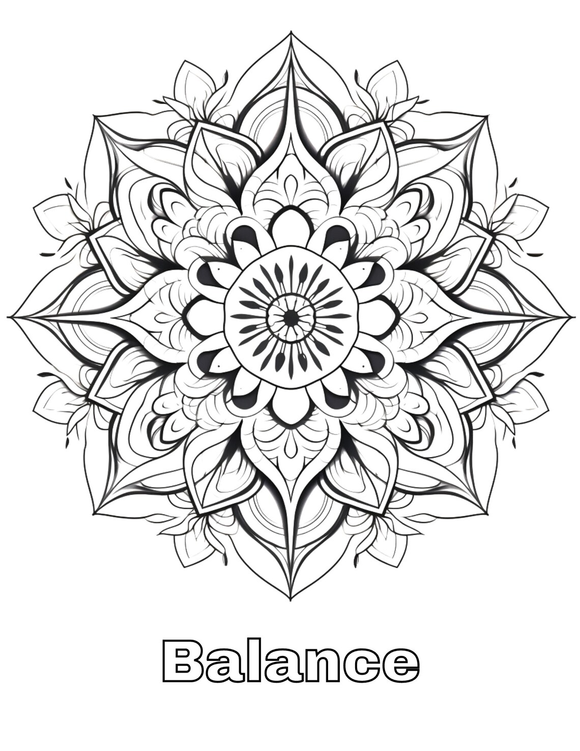 Mandala Coloring Page, Balance, Adult Coloring, Meditation, - Etsy