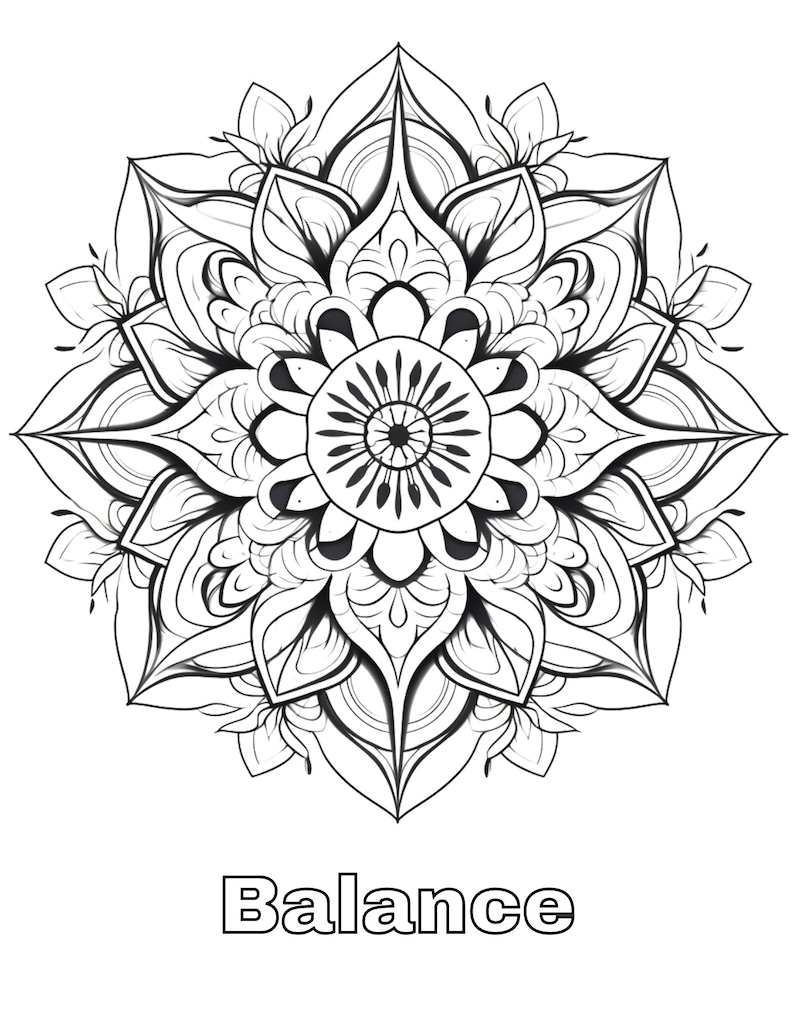 Mandala Coloring Page, Balance, Adult Coloring, Meditation, - Etsy