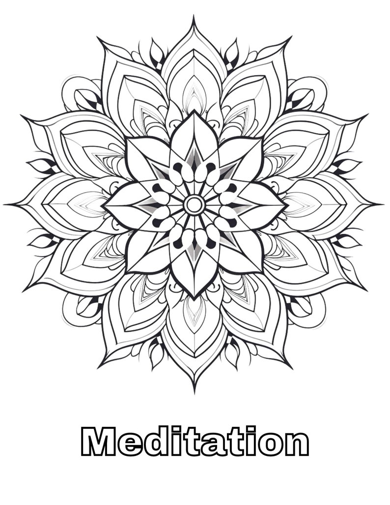 Mandala for Meditation, Single Coloring Page, Adult Coloring ...