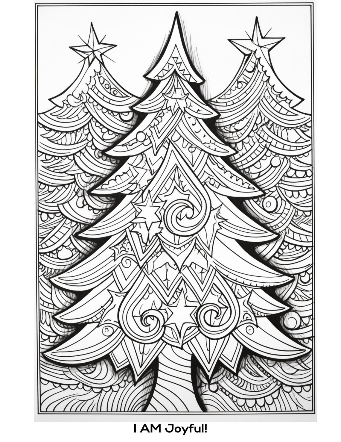 Christmas Tree Coloring Page, Zentangle Style Christmas Tree, Adult ...