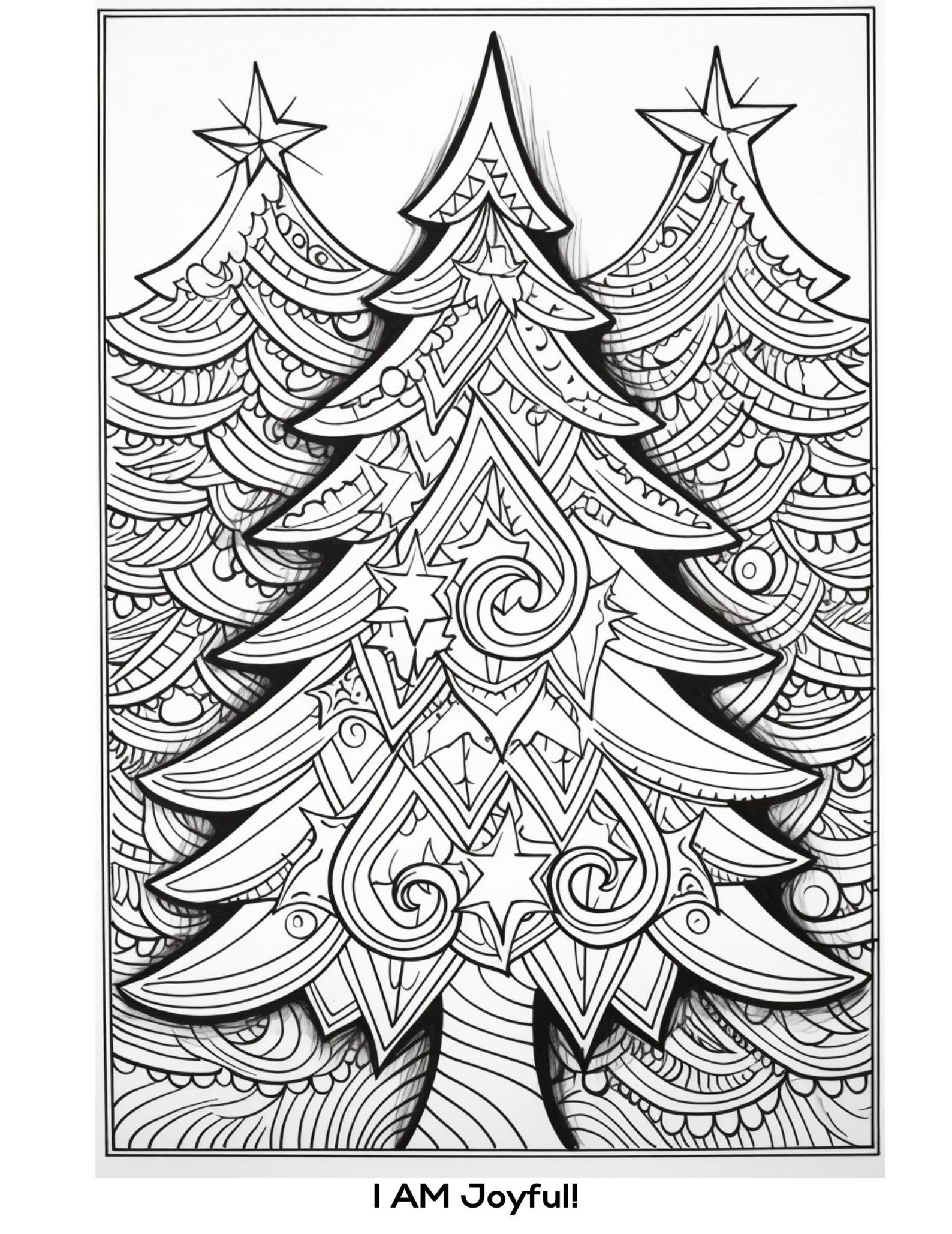 Christmas Tree Coloring Page, Zentangle Style Christmas Tree, Adult ...