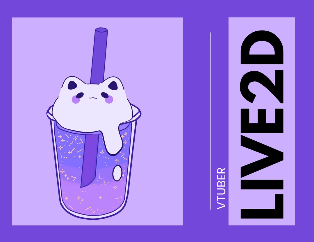 Live2d Model, Vtuber, Purple Drink Cat, for OBS, Cat, Youtube,twitch ...