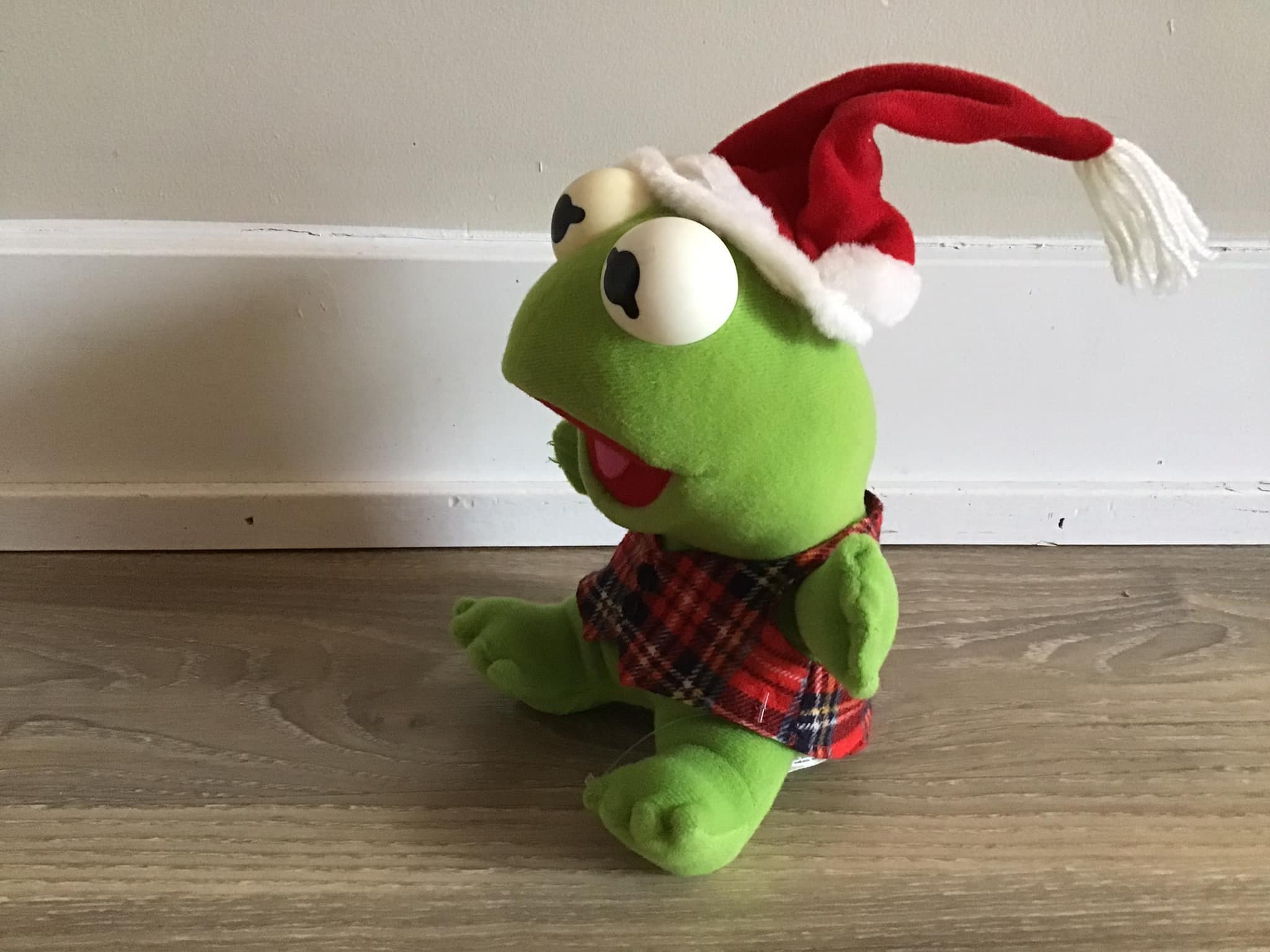 Vintage Muppets Babies Kermit Plush Plaid Flannel Vest and Santa Hat ...