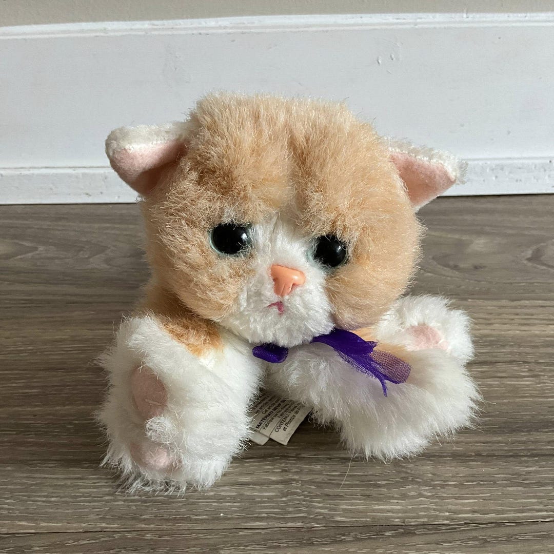 Tyco Kitty Kitty Kittens Purring Cat Plush Stuffed Animal Siamese Beige ...