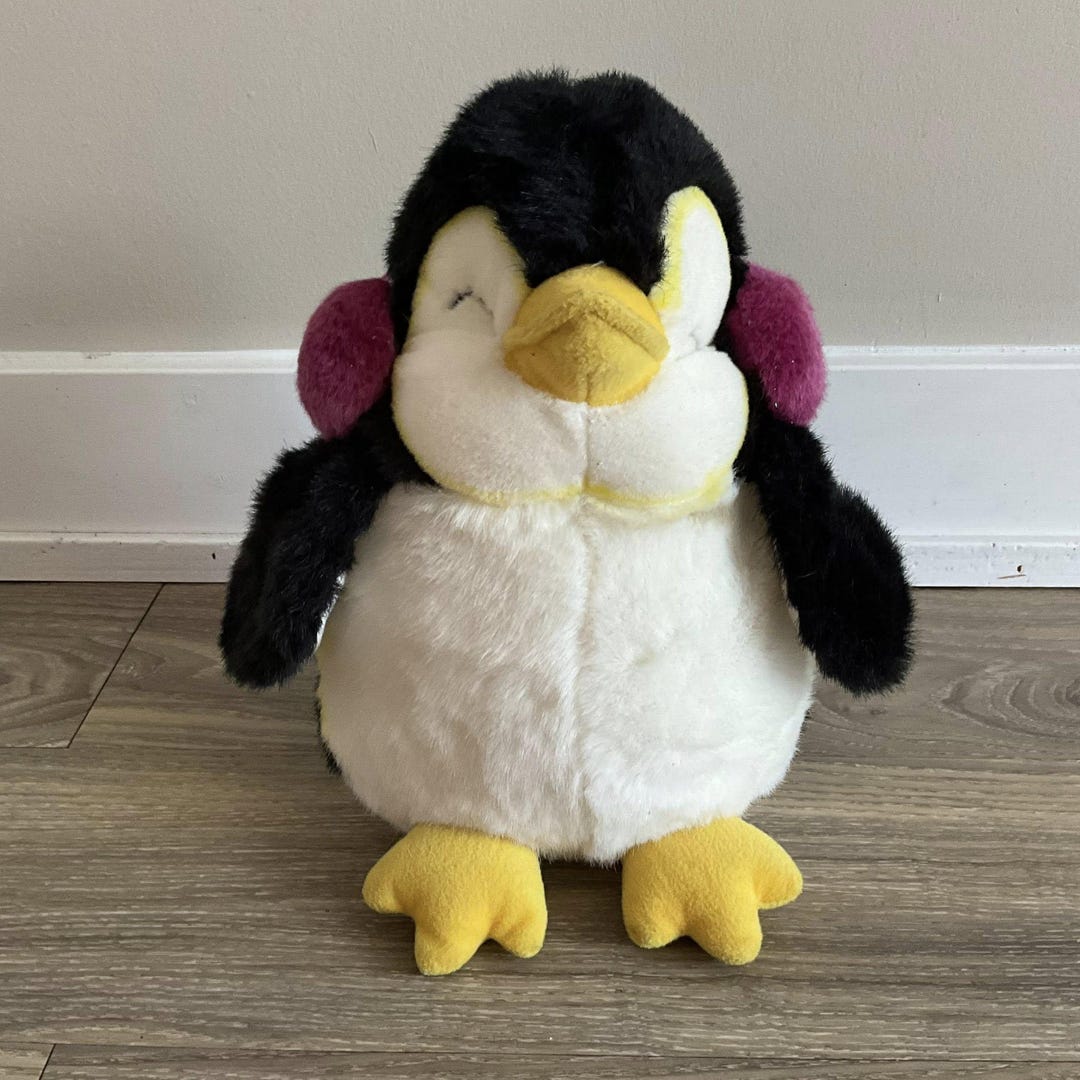 Russ Berrie Tux the Penguin Ear Muffs Yellow Feet Vintage Collectible ...