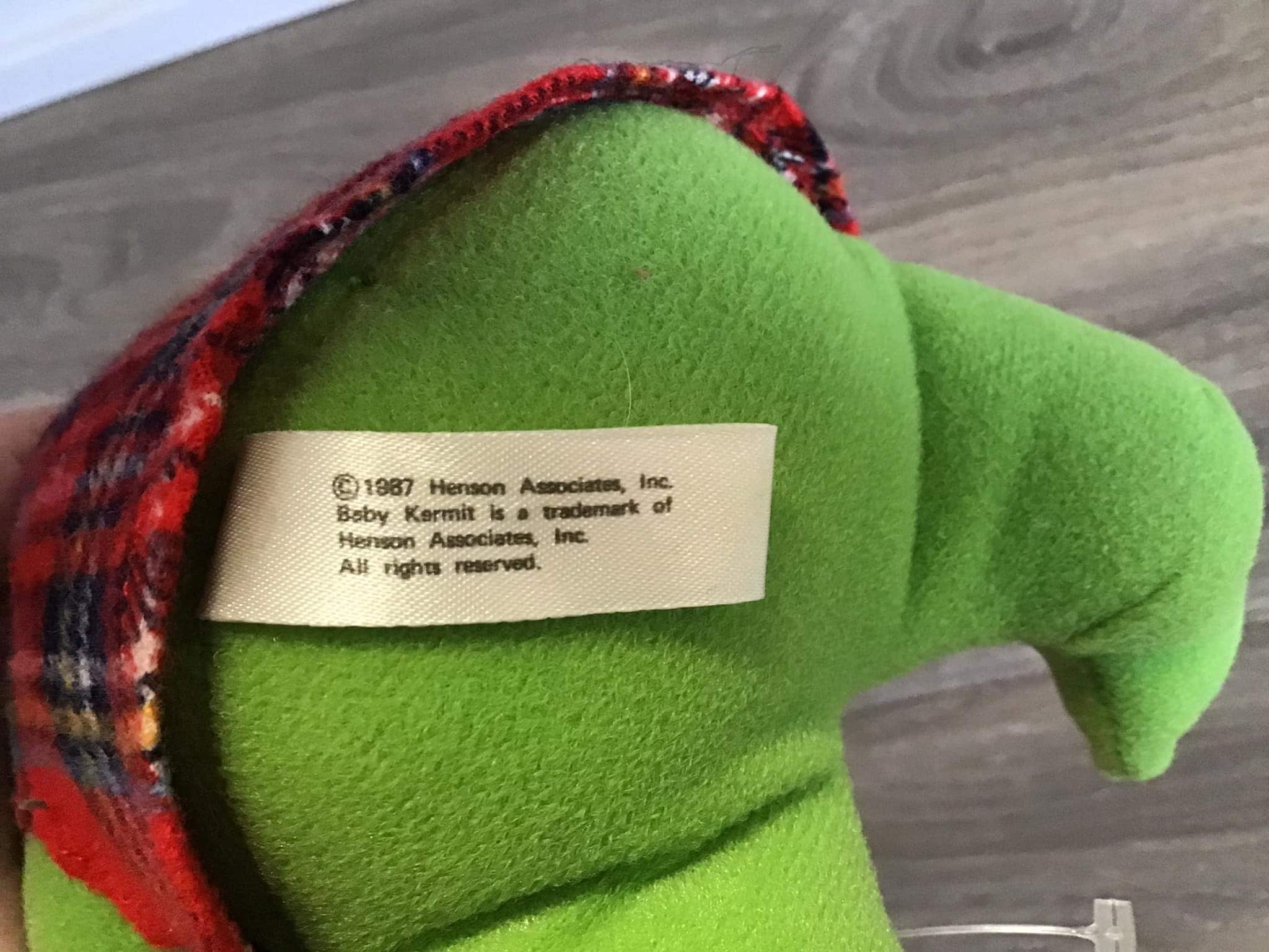 Vintage Muppets Babies Kermit Plush Plaid Flannel Vest and Santa Hat ...