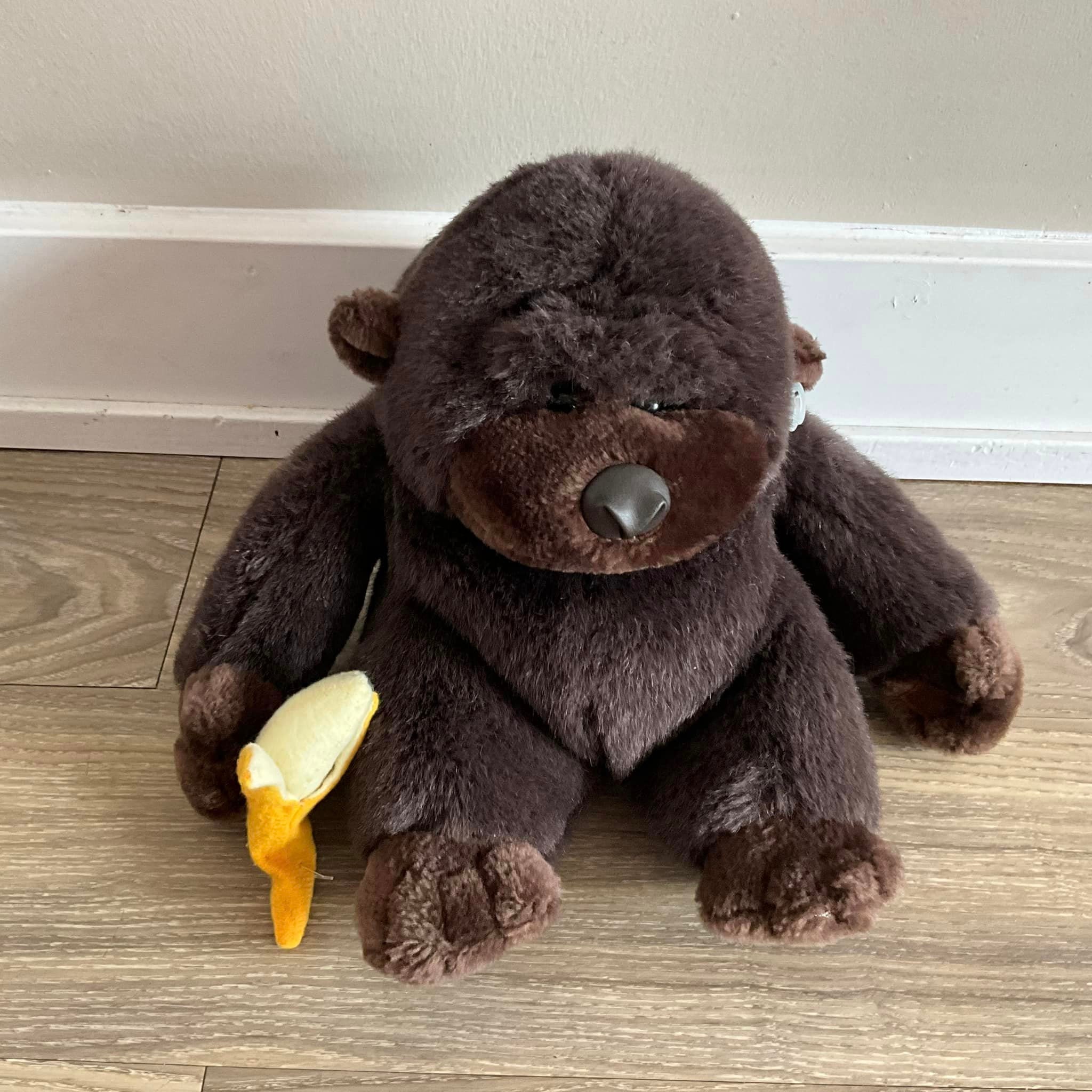 Realistic Gorilla Monkey With Banana Stuffed Animal Plush Toy 9" - Etsy