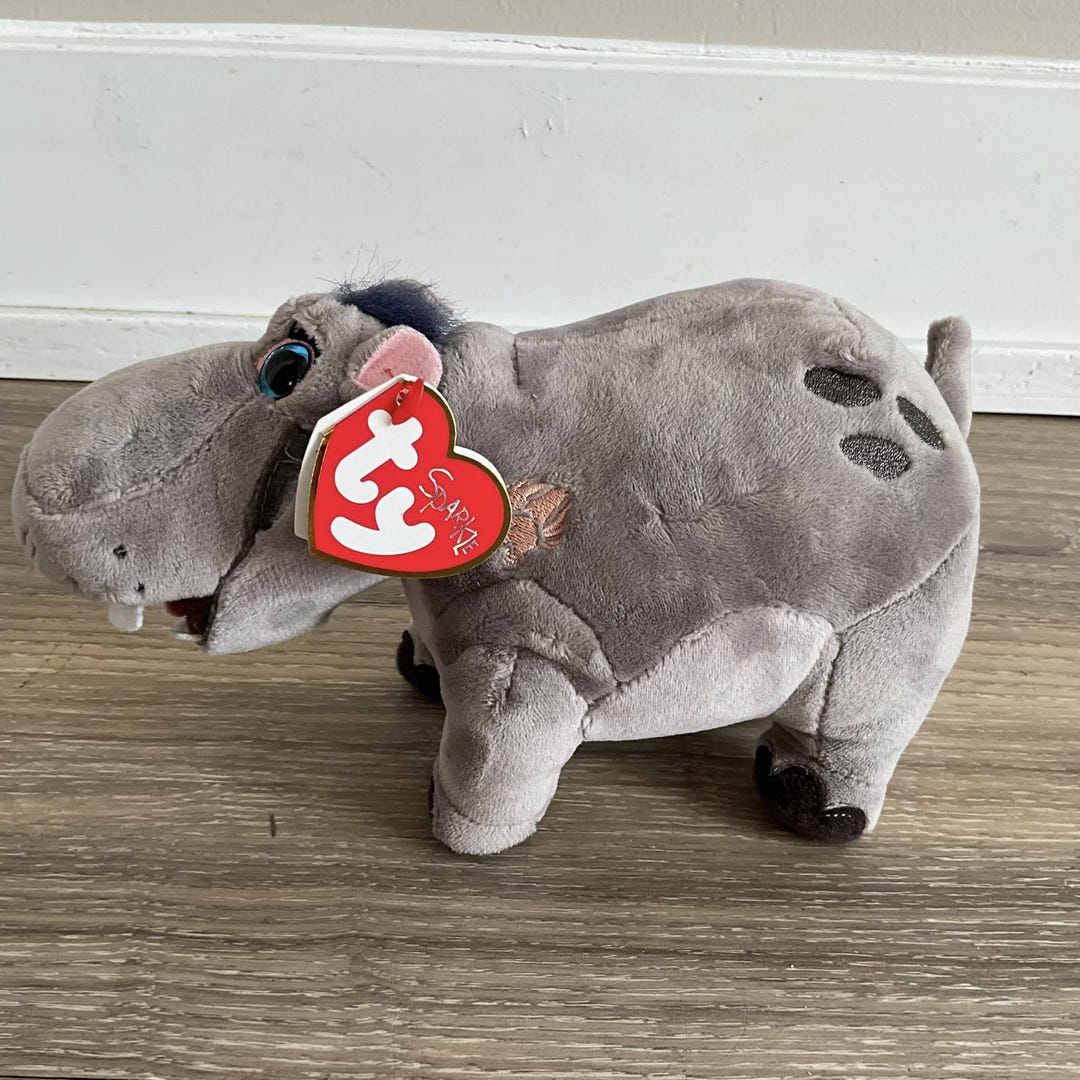 TY Disney Lion Guard Beshte Hippo Plush Beanie Baby Boo Glitter Eyes 8 ...