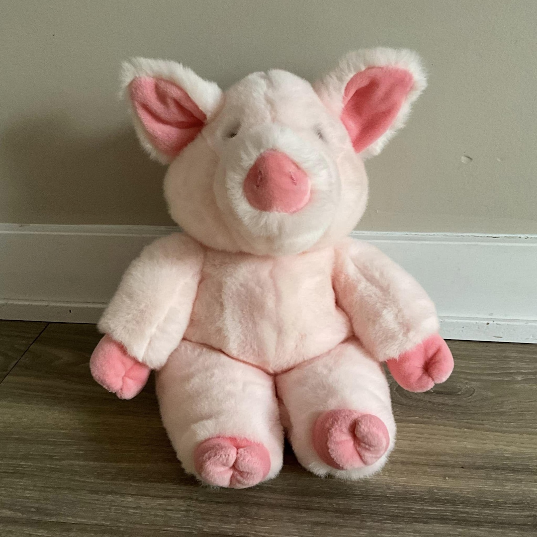 Vintage 24K Polar Puff Plush Pink Pig Stuffed Animal Curly Tail - Etsy