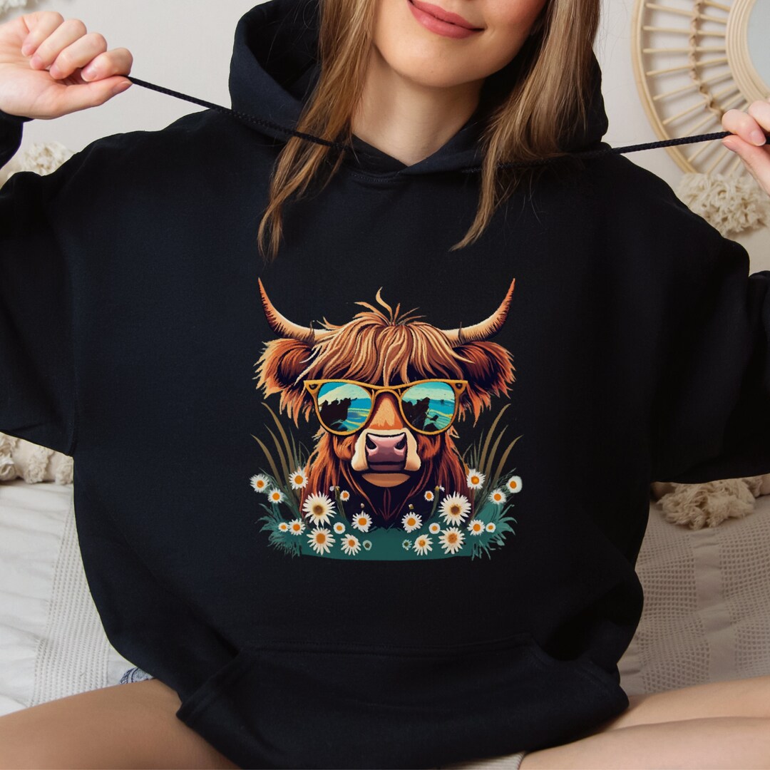 Highland Cow Hoodie, Highland Cattle, Cow Lover Gift, Cowgirl Shirt ...