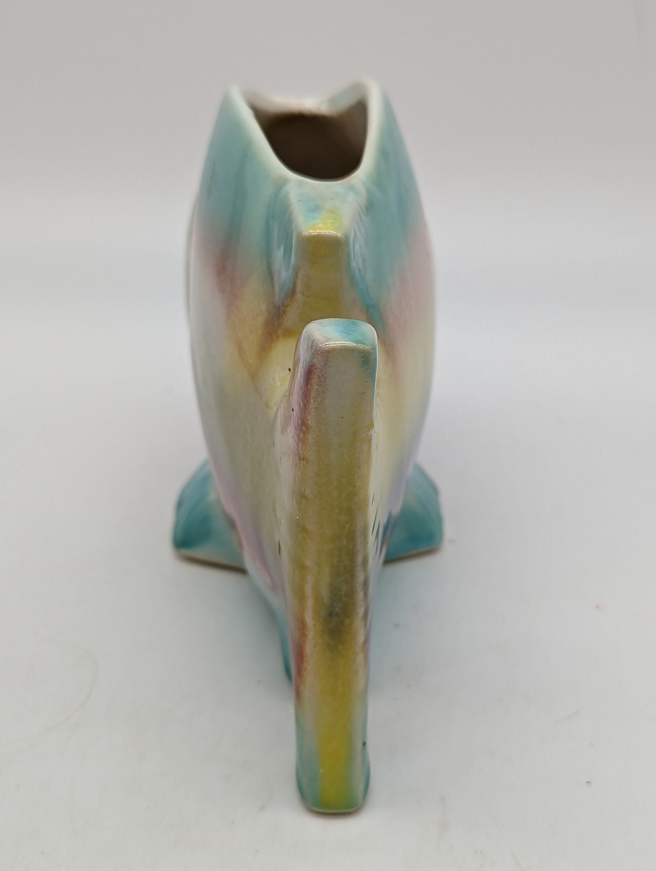 Vintage Pottery Fish Planter Vase Rainbow Pastel Drip Glaze - Etsy