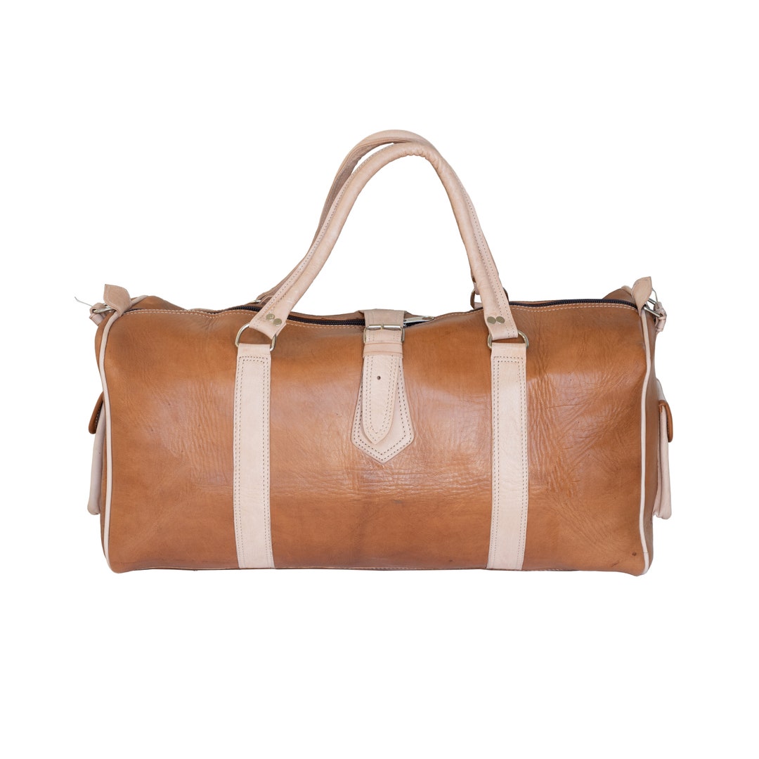 Moroccan Leather Duffel Bag Trolley Holder Cabin Bag Weekender Bag ...