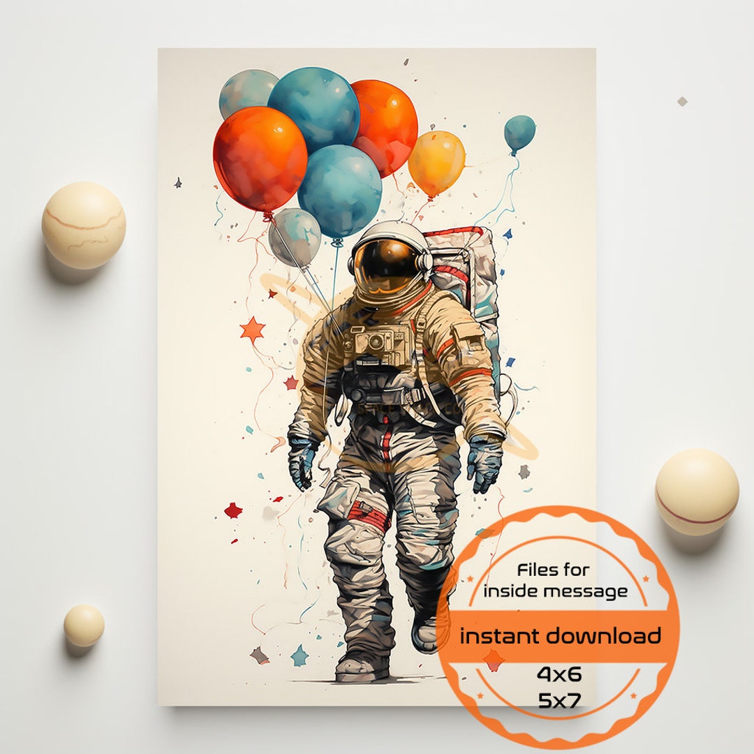 Astronaut Birthday Card for Kids Custom Card Space Cards Instant ...