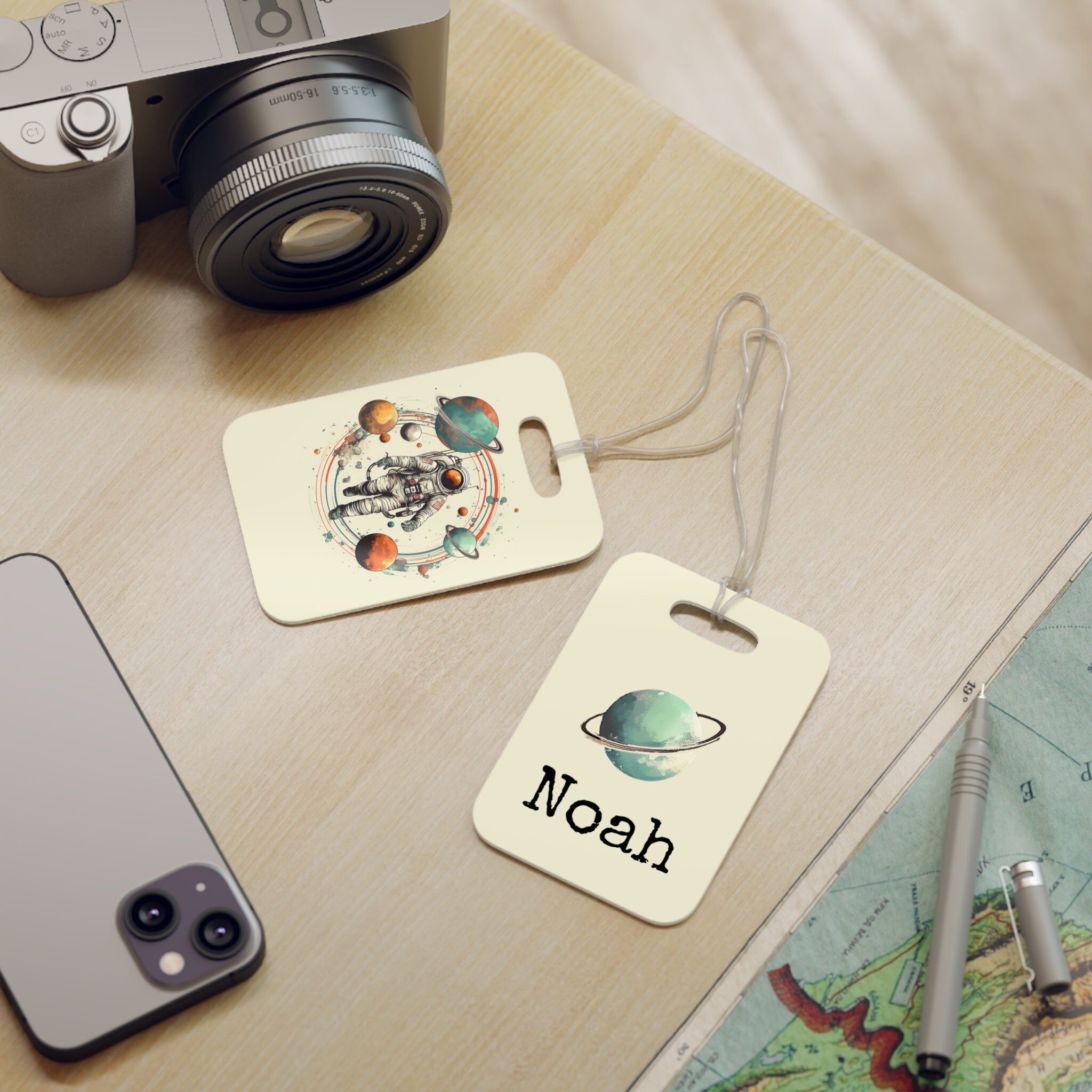 Personalized Luggage Tags, Astronaut Print Bag Tag, Kids ID Bag Tag ...