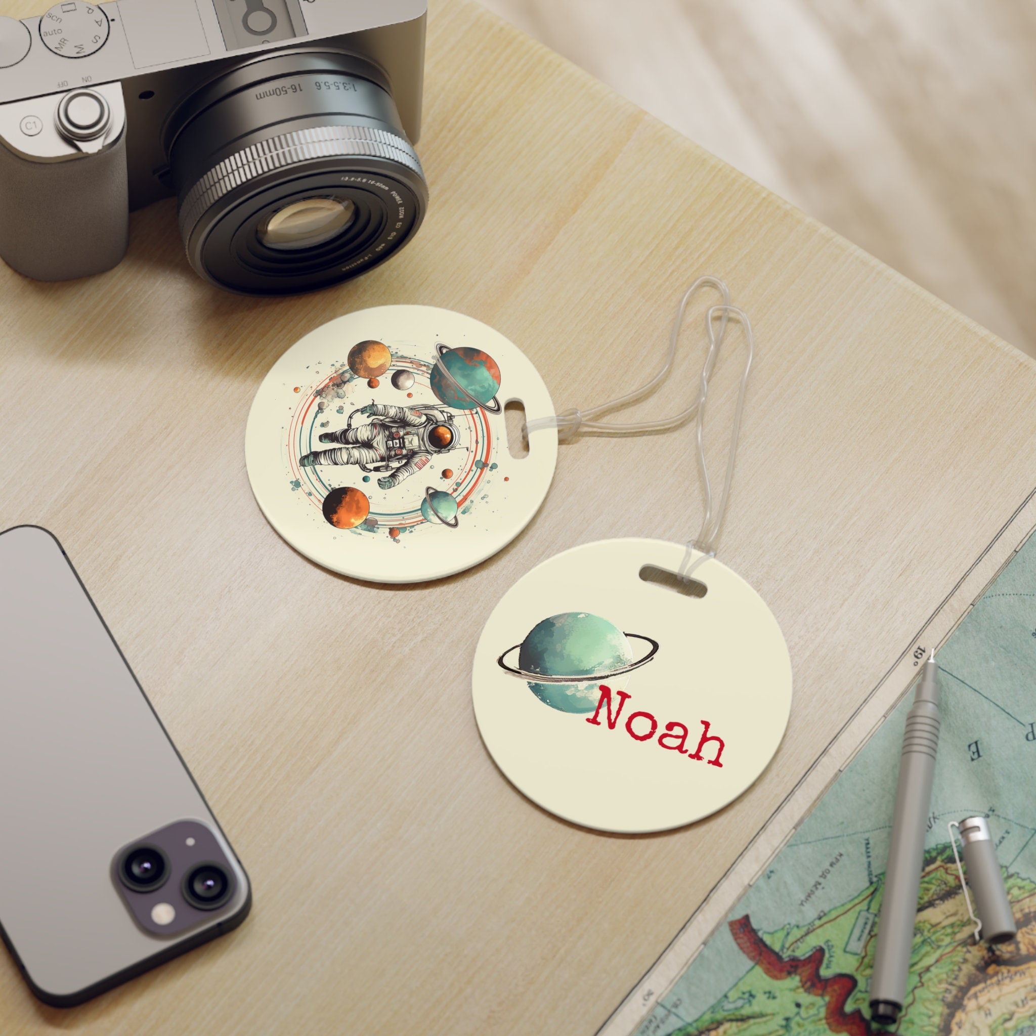 Personalized Luggage Tags, Astronaut Print Bag Tag, Kids ID Bag Tag ...