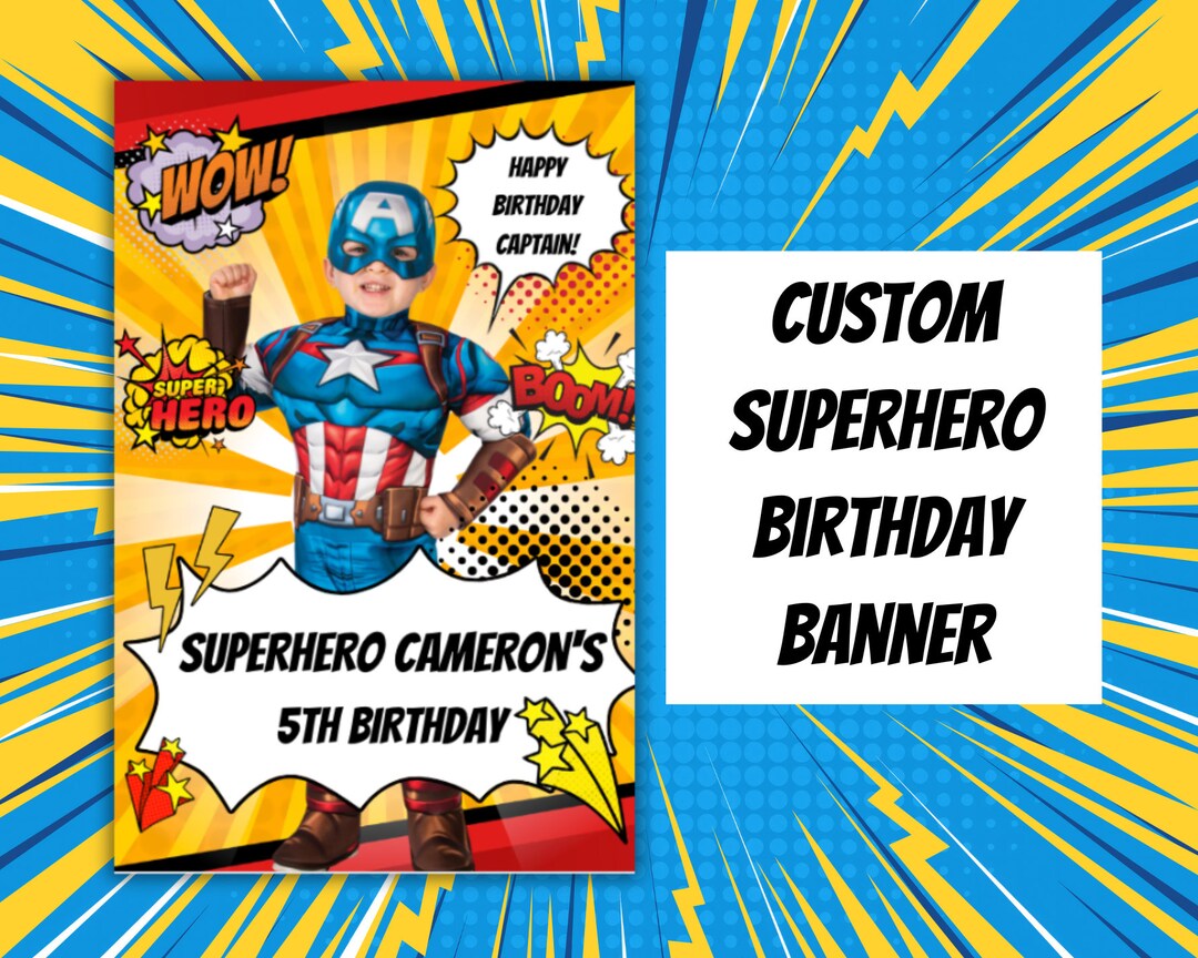 Custom Superhero Comic Birthday Banner 2 Feet X 3 Feet (24' X 36 ...