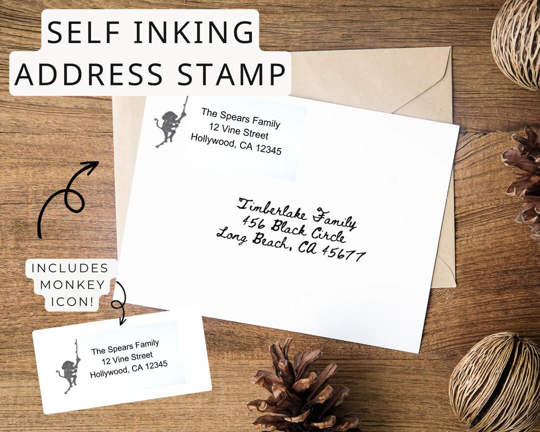 Monkey Address Stamp Monkey Stamp - Etsy