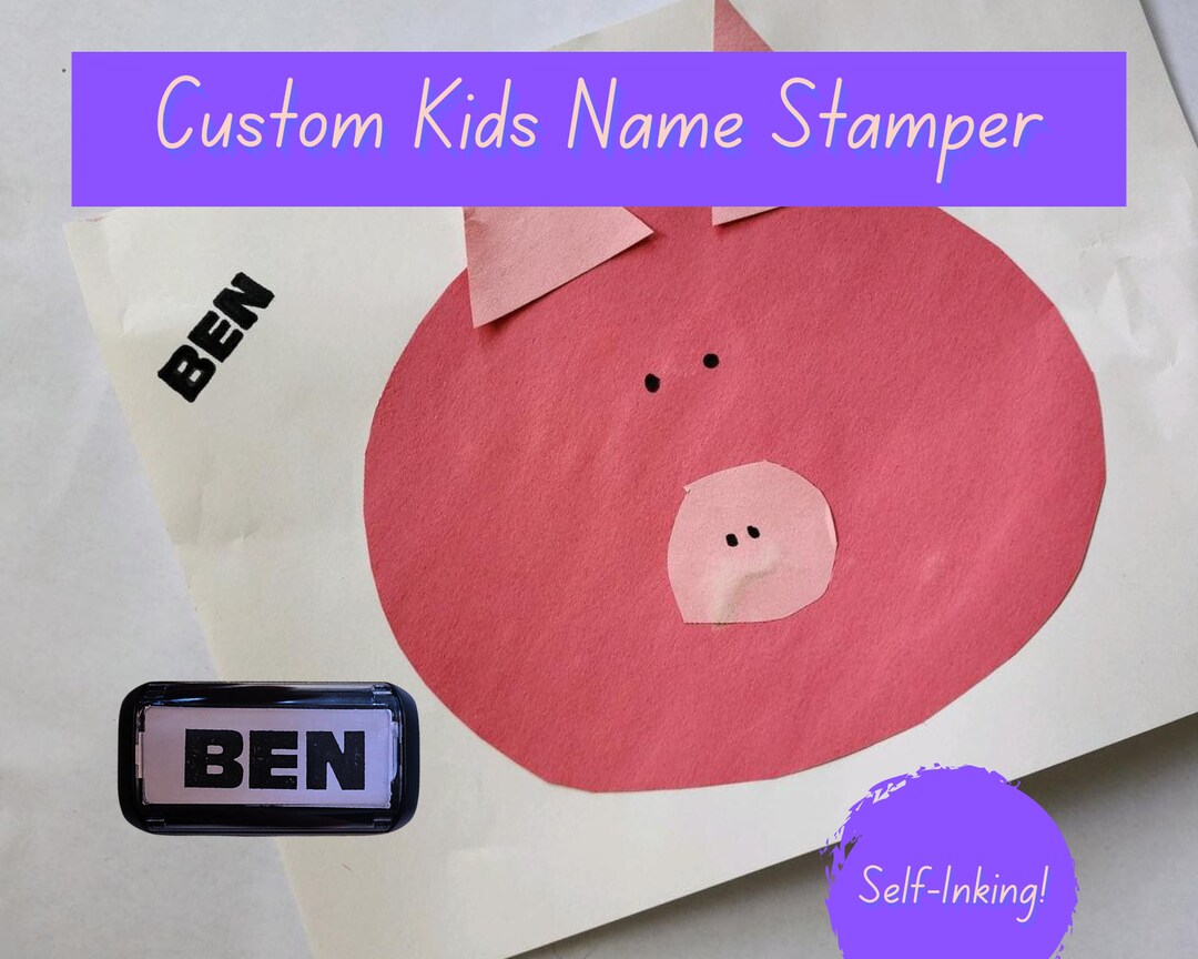 Custom Kids Name Stamper for Artwork, School Homework, Crafts, Books ...