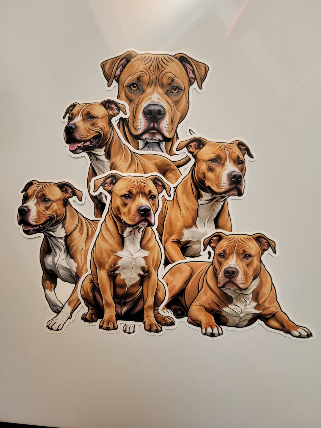 Brown Pitbull Sticker Pack Set of 6 Cute Dog Decals, Perfect for ...