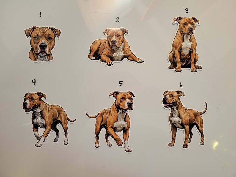 Brown Pitbull Sticker Pack Set of 6 Cute Dog Decals, Perfect for ...