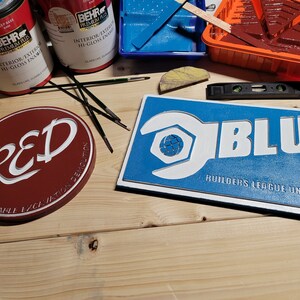 Carved and Painted Wooden Team Fortress 2 TF2 Red Blu Signs - Etsy