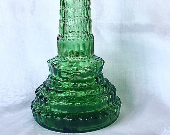 Green Vintage Pressed Depression Glass Vase - Etsy