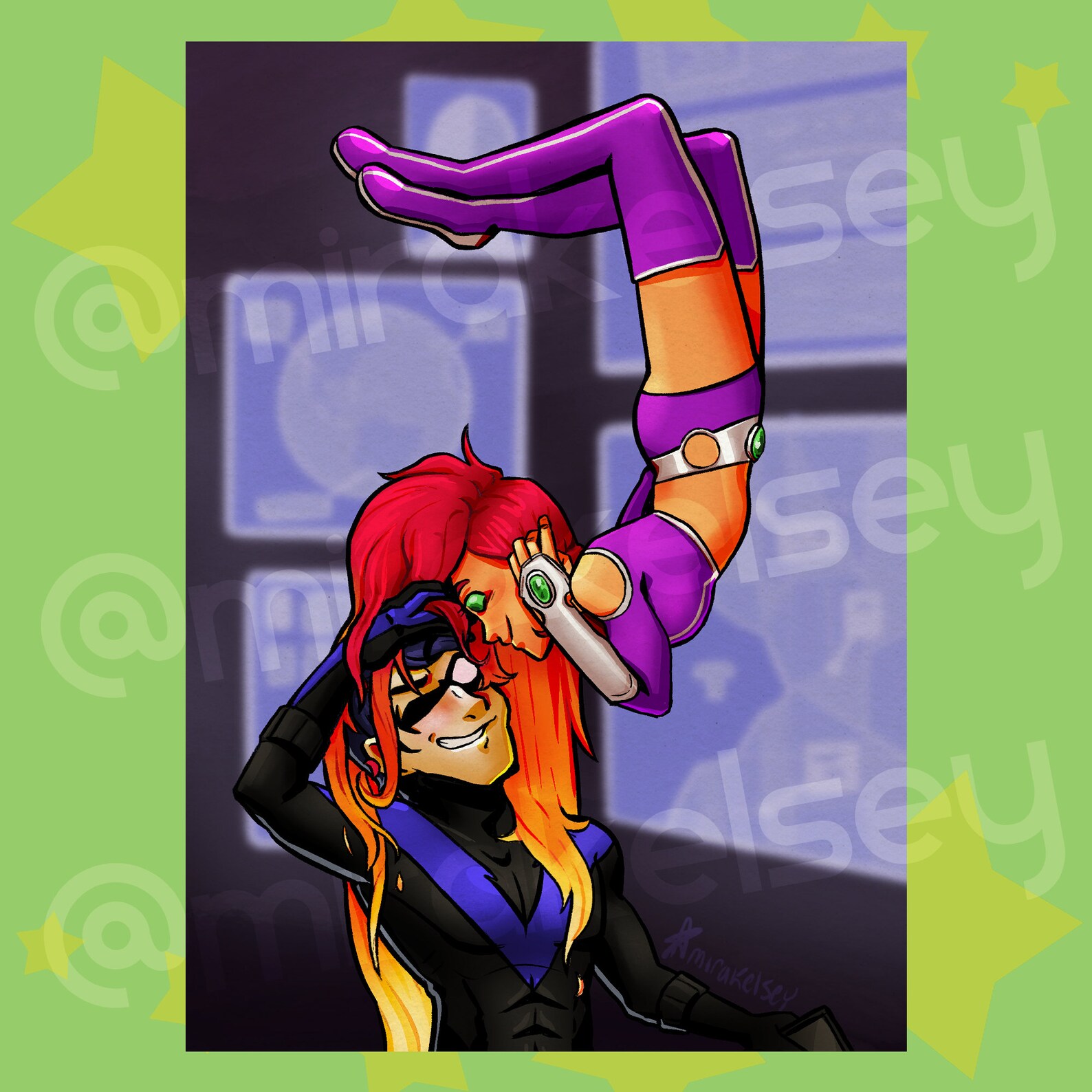 Starfire Nightwing Floating Postcard Mini Print - Etsy